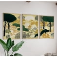 Abstract Forest Botanical Green Yellow Nature Triptych Set 3 Stretched ...