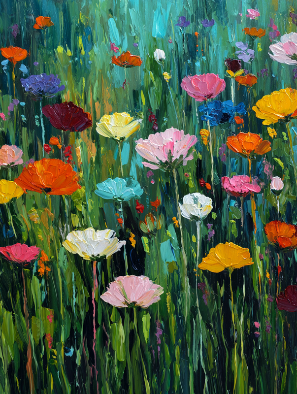 Abstract Forest Meadow Yellow Flowers Canvas Art Print Wall Art for ...