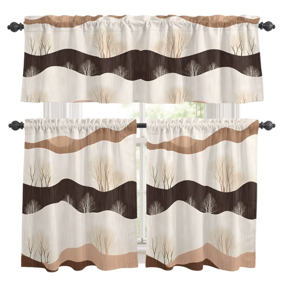 Abstract Forest Mountain Kitchen Curtains Set for Windows, Retro ...