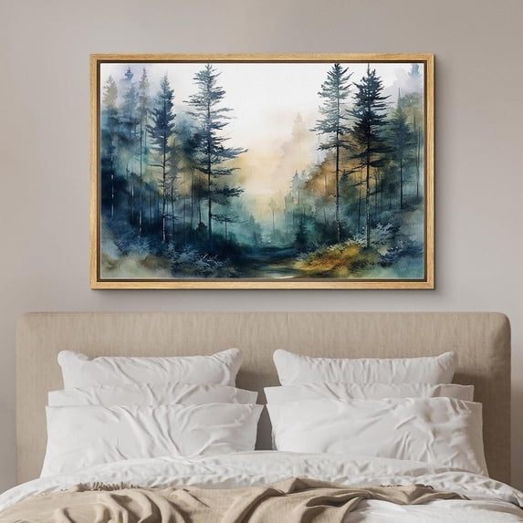 Abstract Forest Mountain Mid Century Poster, Stretched Size 12x18 ...