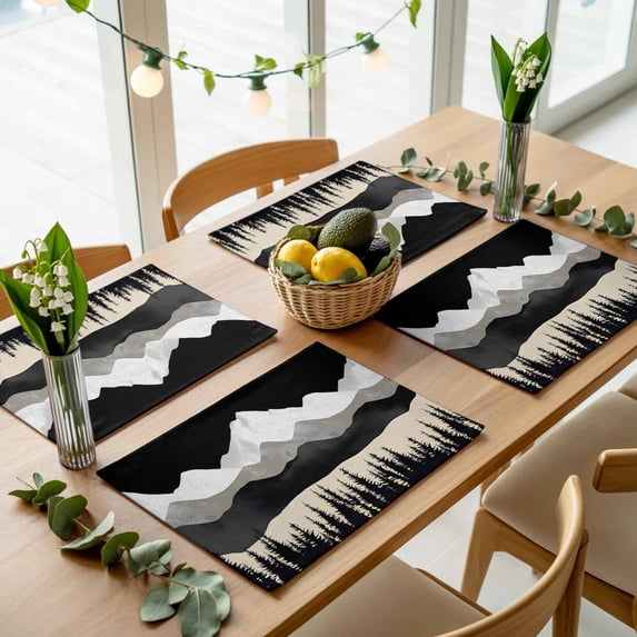 Abstract Forest Mountain Pine Tree Placemats Set of 4,Wipeable Washable ...
