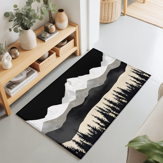 Abstract Forest Mountain Pine Tree Rectangle Rug 2'x3' Retro Peaks ...