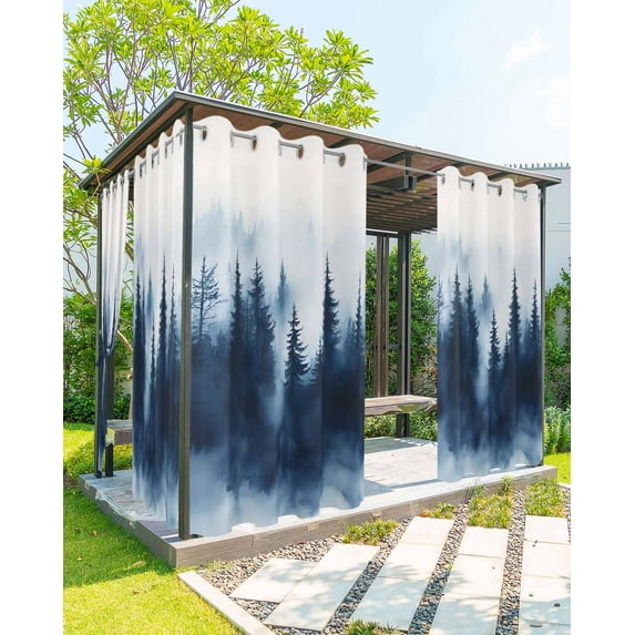 Abstract Forest Outdoor Curtains for Patio, Spring Black Tree Forest ...