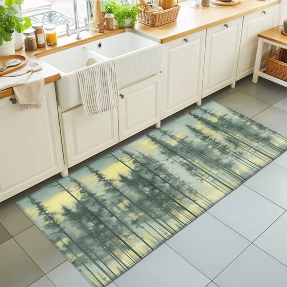 Abstract Forest Pine Tree Rectangle Area Rug 2x6ft,Living Room Rug Non ...