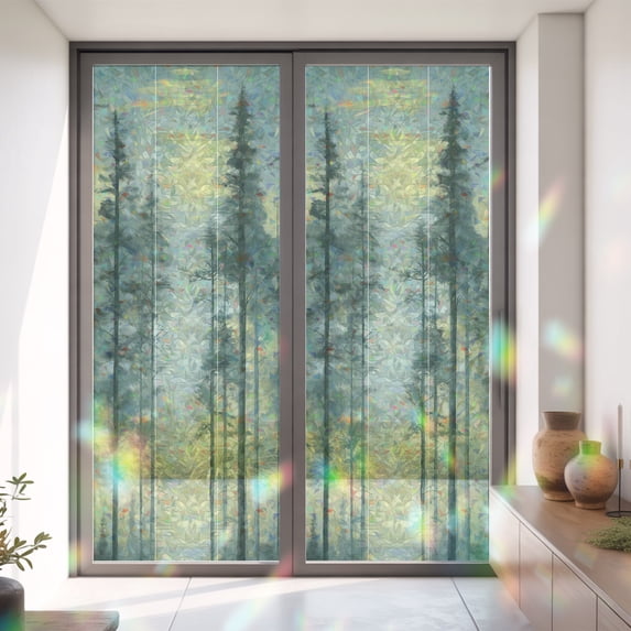 Abstract Forest Pine Tree Window Privacy Film, Rainbow Film Decorative ...