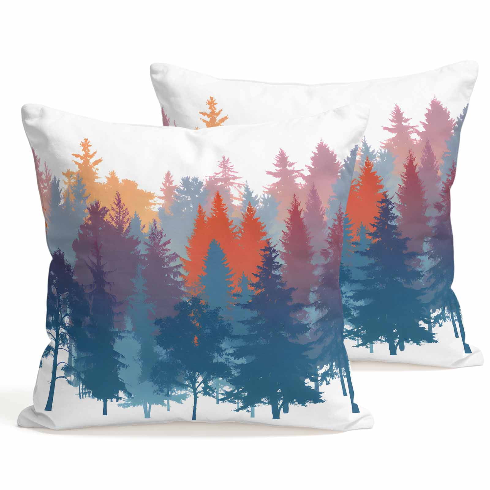 Abstract Forest Silhouette Throw Pillow Covers 16 x 16 Inch Pillow ...
