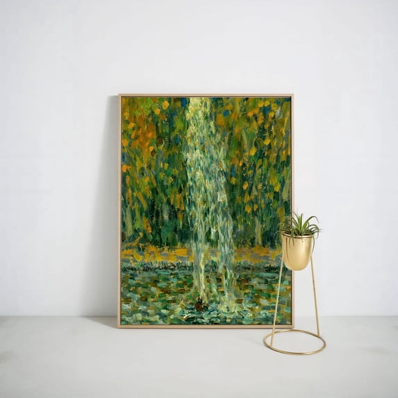 Abstract Fountain Impressionist Green Yellow Water For Modern Home ...