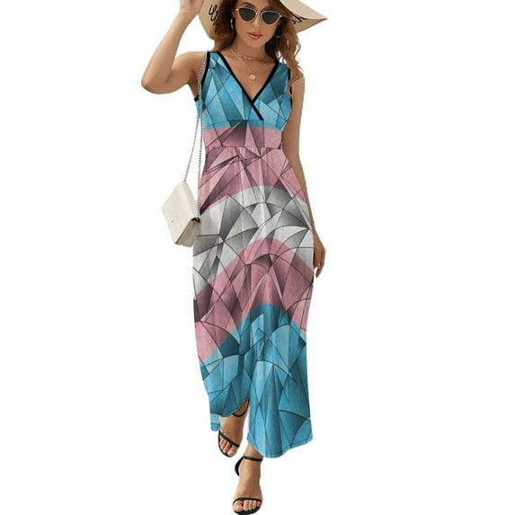 Abstract Fractal Triangles Transgender Pride Flag Pattern Sleeveless ...