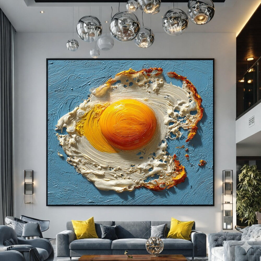 Abstract Fried Egg Art Modern Breakfast Art Colorful Food Wall Decor ...