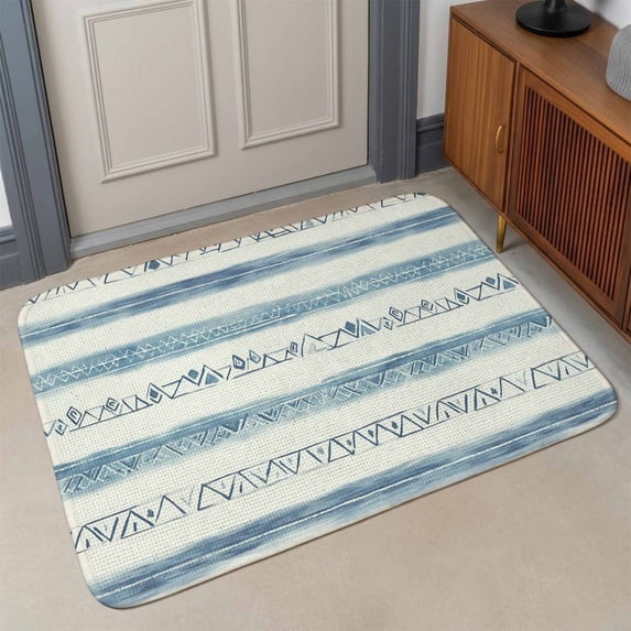 Abstract Front Door Mat Indoor Entrance, Blue Gradient Geometric ...