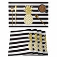 Abstract Fruit Cotton Linen Placemats Set of 2, Yellow Pineapple Black ...