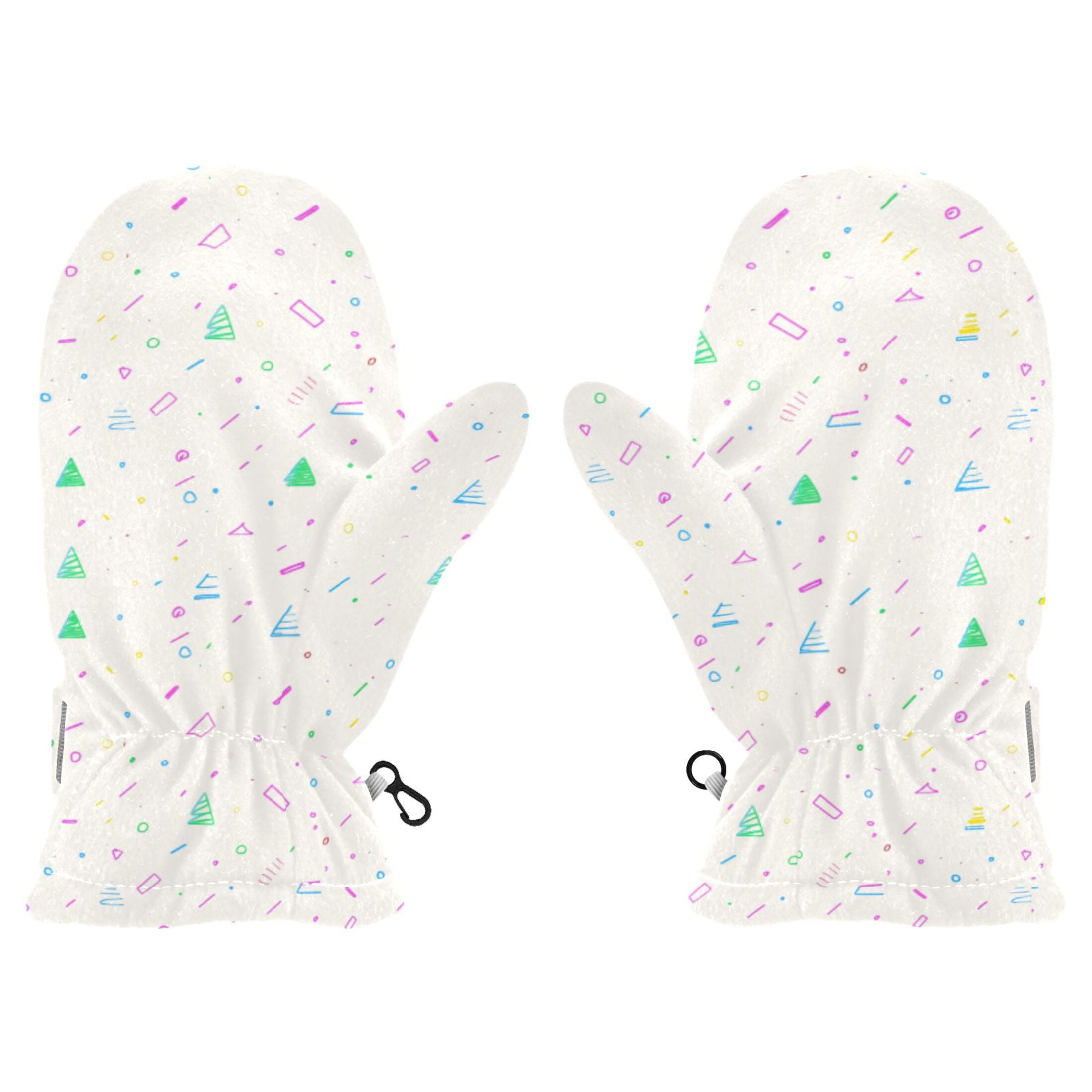 Abstract Fun Geometry Cold Weather Mittens Cozy Gloves with Adjustable ...