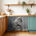 Abstract Funny Animal Cabinet Curtains 28" W x 35" L Horse Sitting on ...