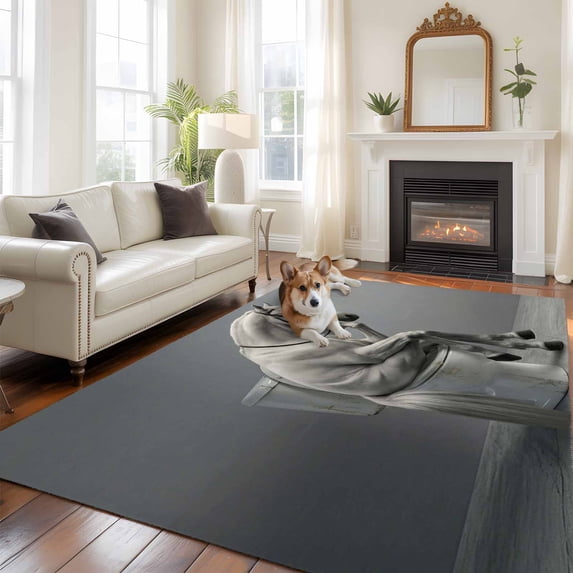Abstract Funny Animal Washable Area Rug 5x7 Horse Sitting on The Toilet ...