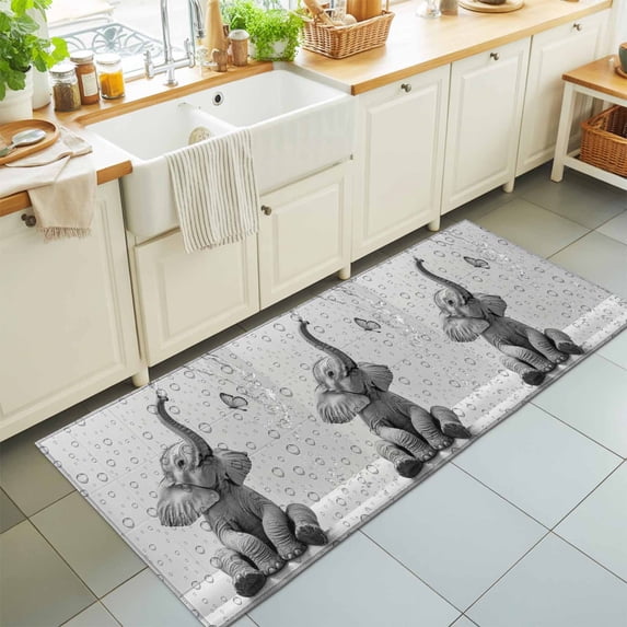 Abstract Funny Elephant Bathtub Rectangle Area Rug 2x6ft,Living Room ...