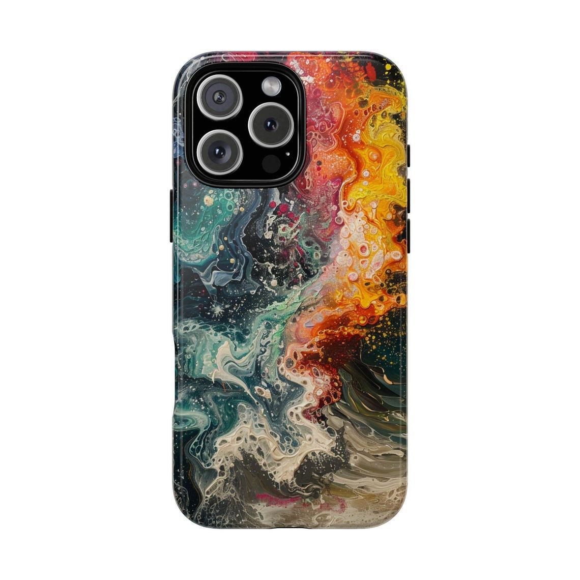 Abstract Fusion Liquid Teal Paint Wave Artistic Modern Design Phone ...