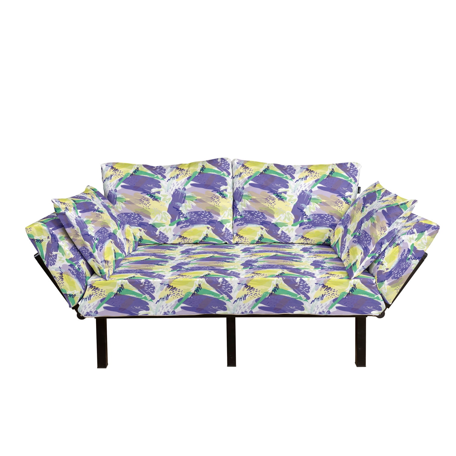 Abstract Futon Couch, Brushstroke Pastel Colors Retro Hipster Funky ...