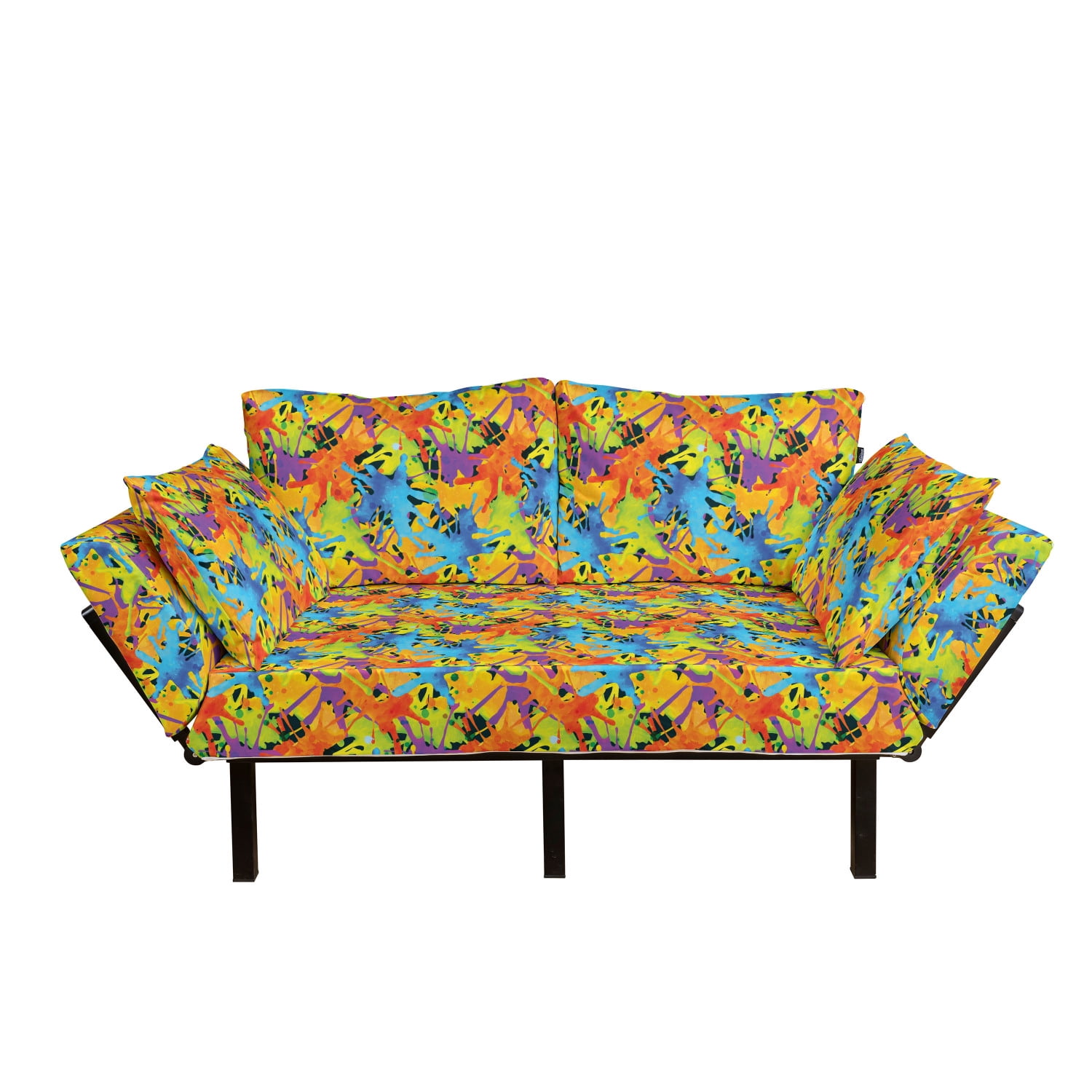 Abstract Futon Couch, Contemporary Style Color Splashes Vibrant Trippy ...