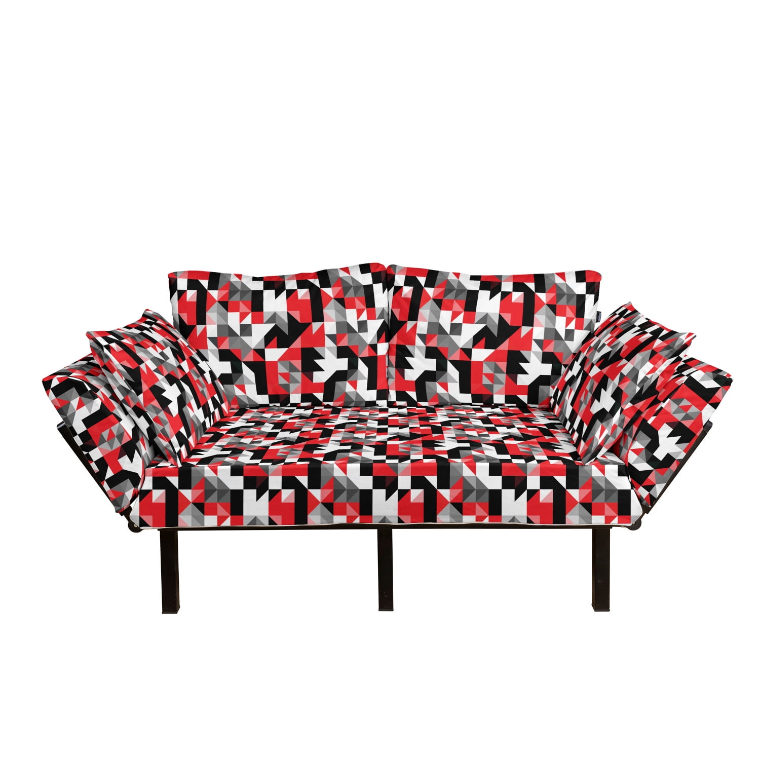 Abstract Futon Couch, Abstract Geometric Half Triangles Squares Maze ...