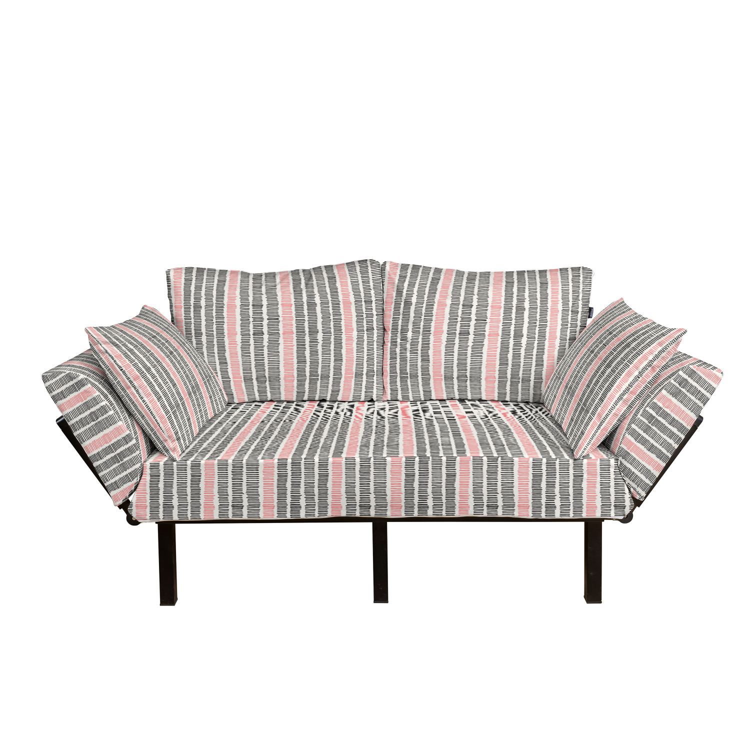 Abstract Futon Couch, Hand Drawn Short Vertical Lines Retro Horizontal ...