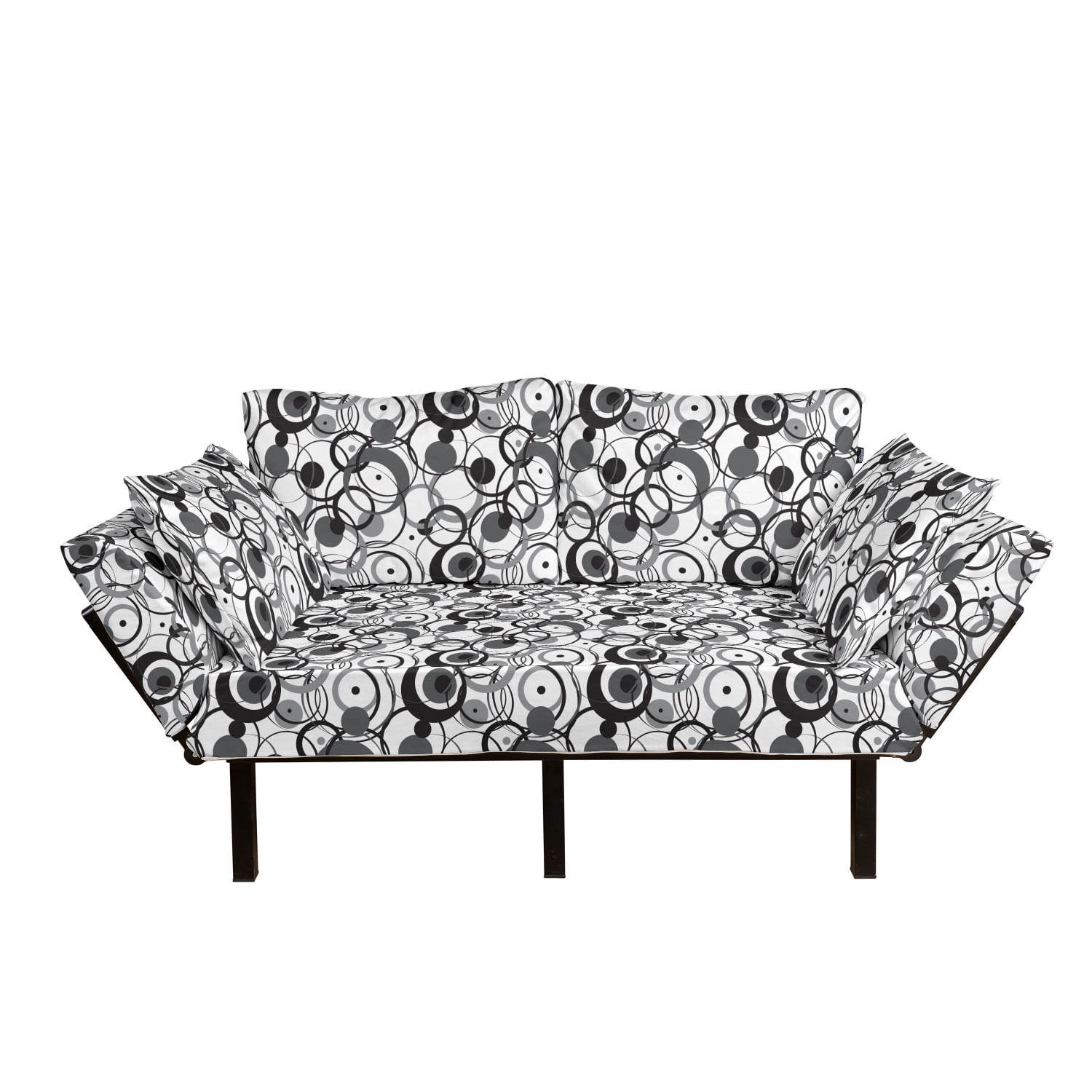 Abstract Futon Couch, Monochrome Circles Dots Surreal Expressionism ...