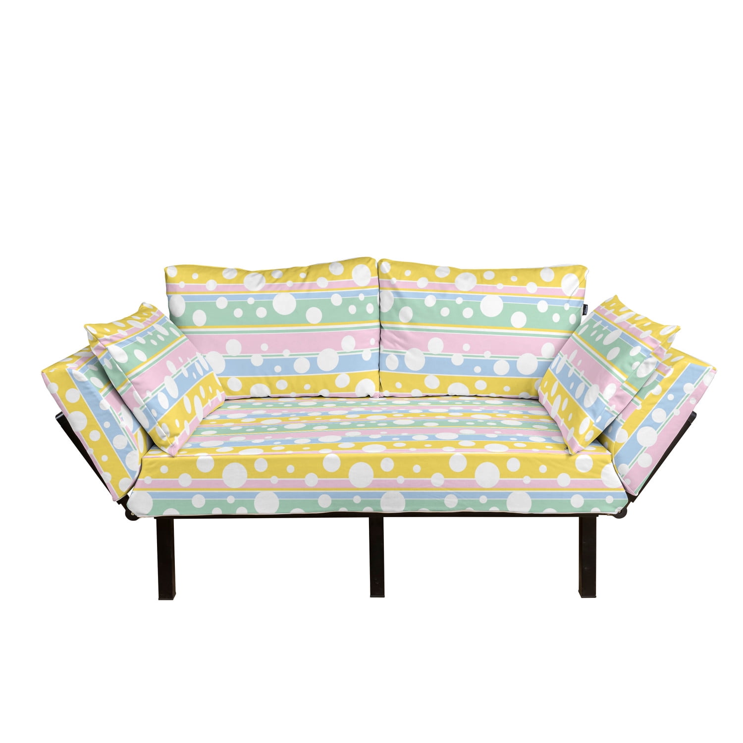 Abstract Futon Couch, Simplistic Soft Toned Geometric Circles Color ...