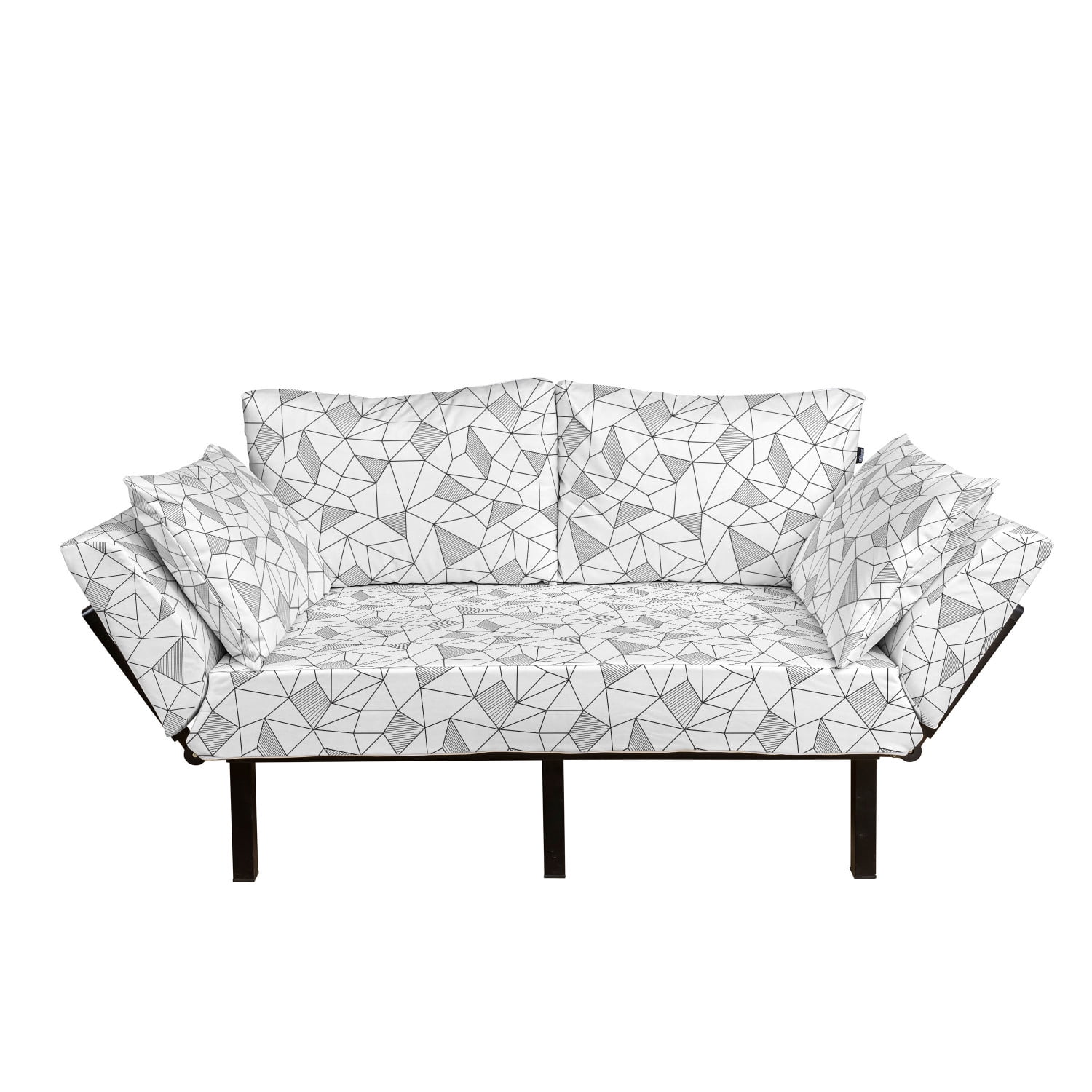 Abstract Futon Couch, Surreal Doodle Drawing Style Geometric Cubism ...