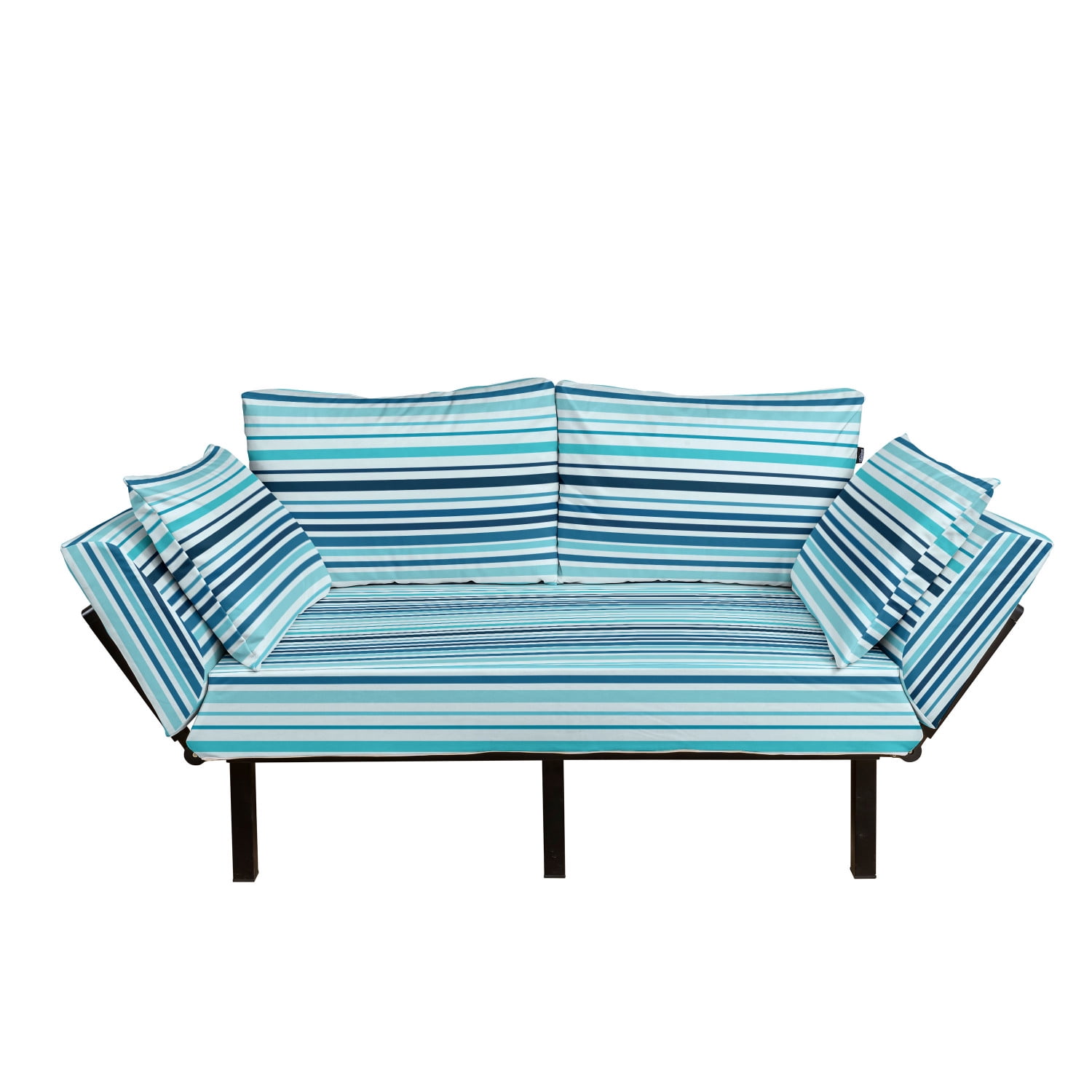 Abstract Futon Couch, Vertical Striped Pastel Toned Color Bands Lines ...