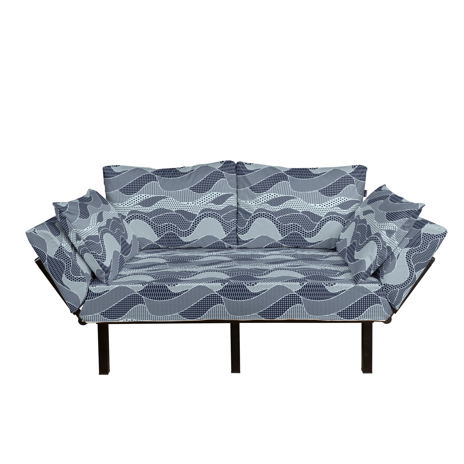 Abstract Futon Couch, Wavy Pattern with Circles Curves Dots and ...