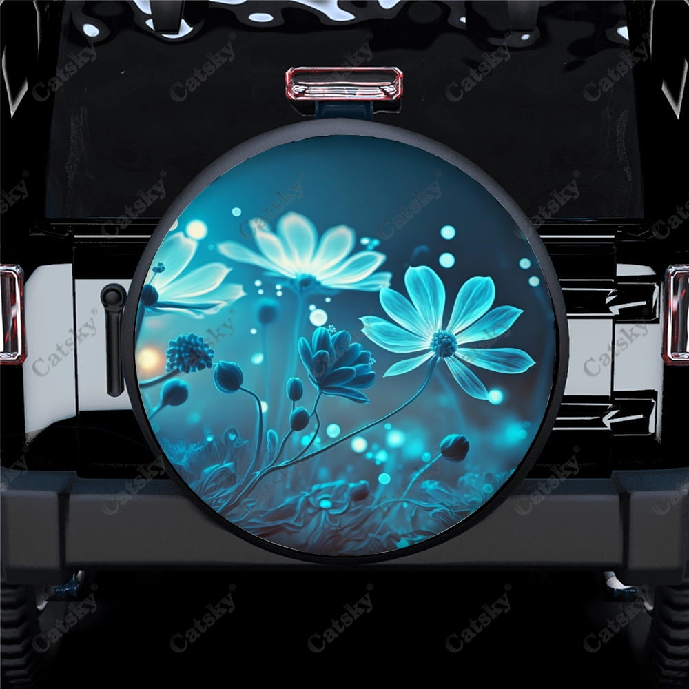 Abstract Futuristic Flower Art Pattern Polyester Universal Spare Wheel ...
