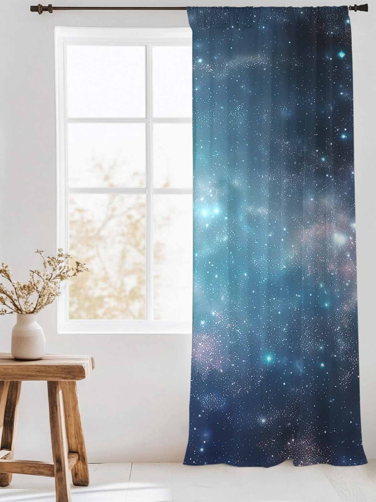Abstract Galaxy Sheer Curtains 108 Inch Long 1 Panel Beautiful Starry ...