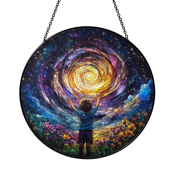 Abstract Galaxy Window Suncatcher – Decorative Glass Style Space Art ...