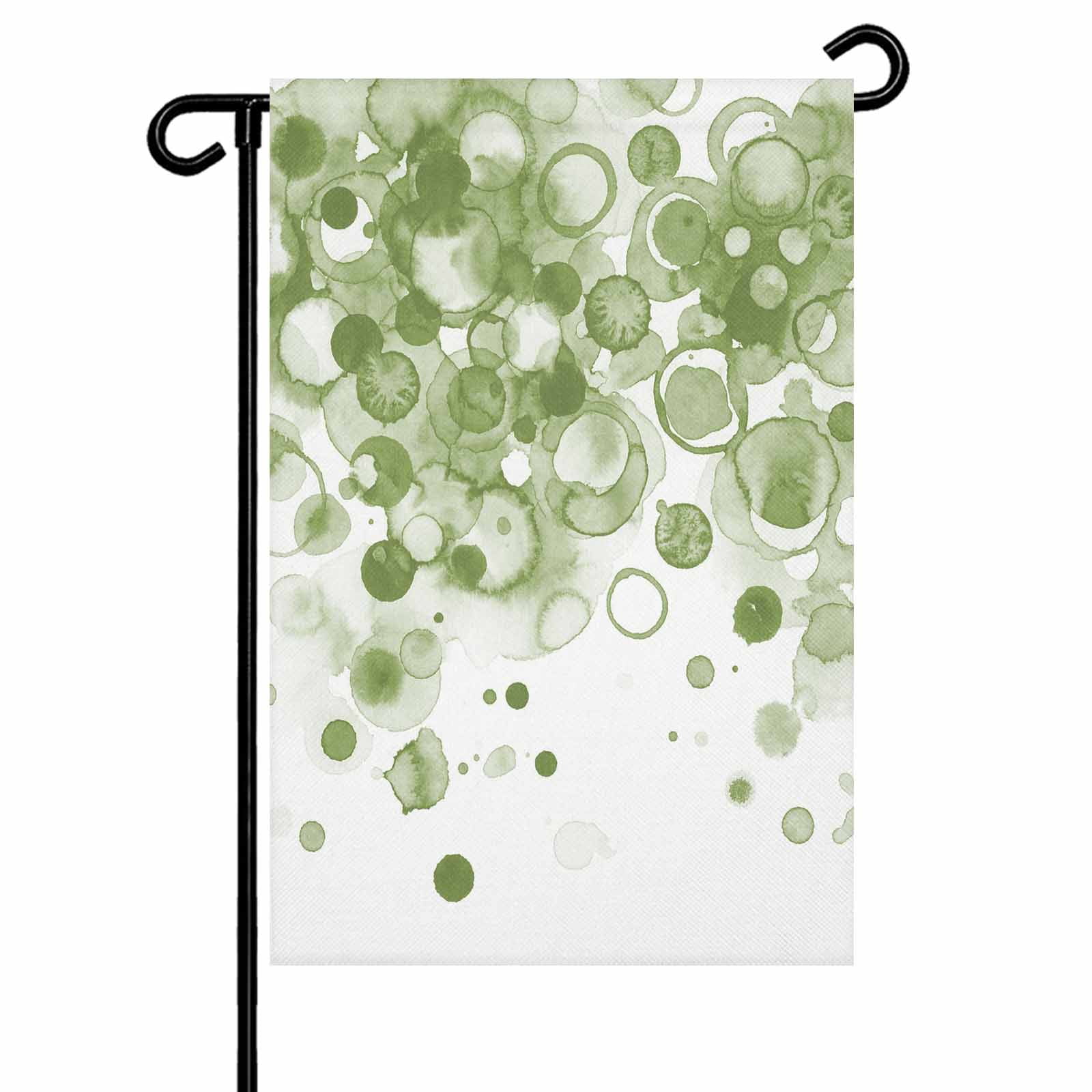 Abstract Garden Flag 12x18 Inch Green Gradient Watercolors Ink Points ...