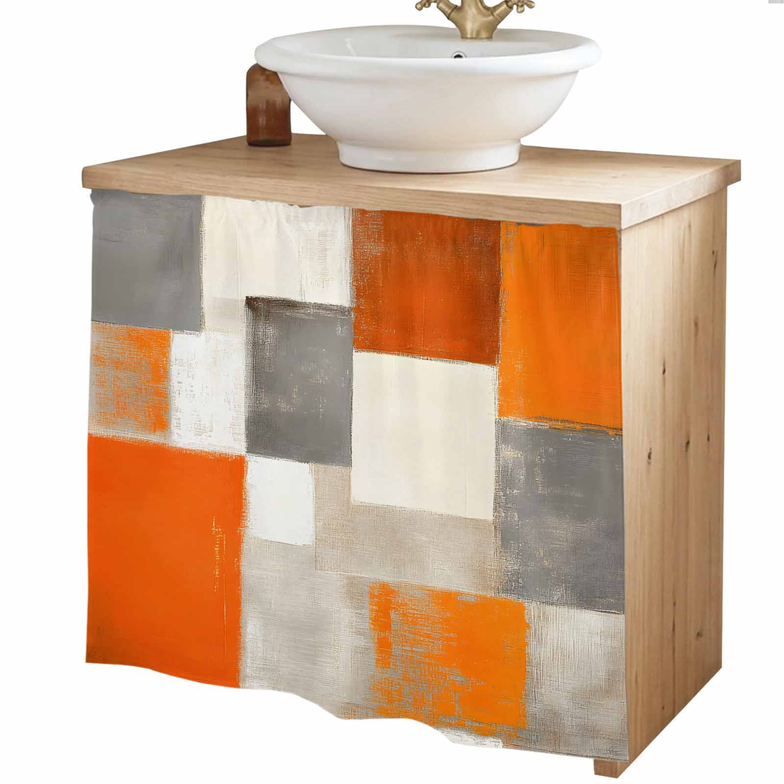 Abstract Gary Orange Paint Cabinet Curtains Retro Mottled Oil Painting ...