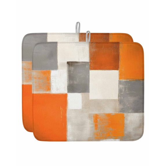Abstract Gary Orange Paint Dish Drying Mat 16x18 inch Retro Mottled Oil ...