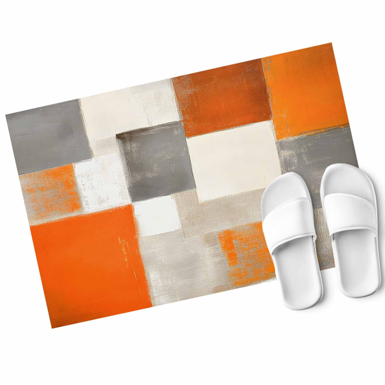 Abstract Gary Orange Paint Door Mat Retro Mottled Oil Painting Retro ...