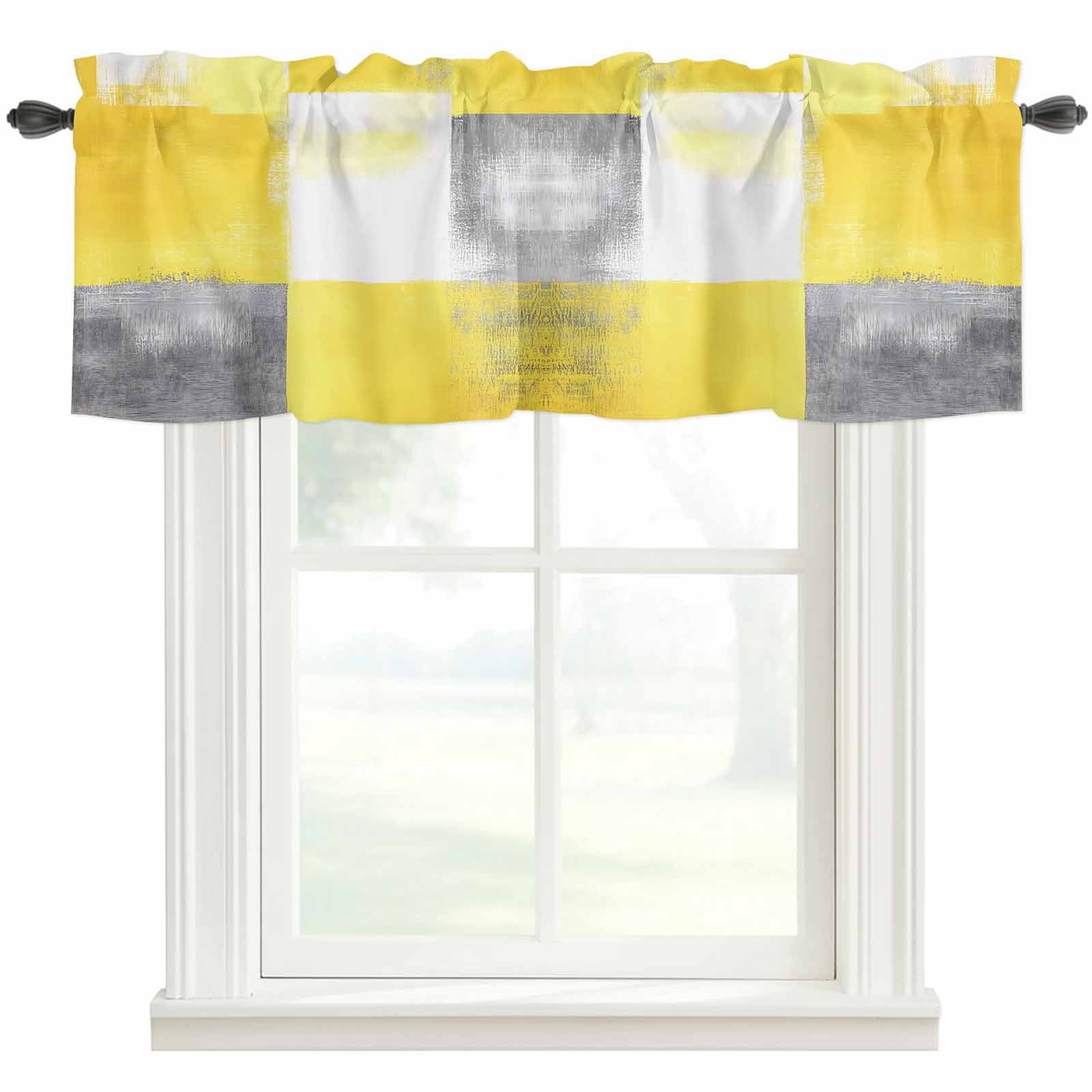 Abstract Gary Yellow Paint Valances for Windows Retro Mottled Oil ...