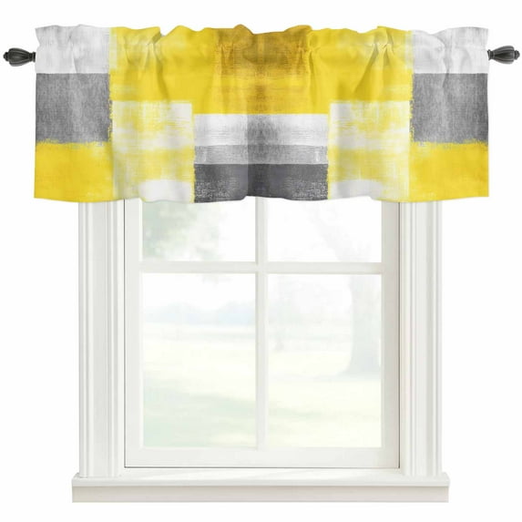 Abstract Gary Yellow Paint Valances for Windows Retro Mottled Oil ...