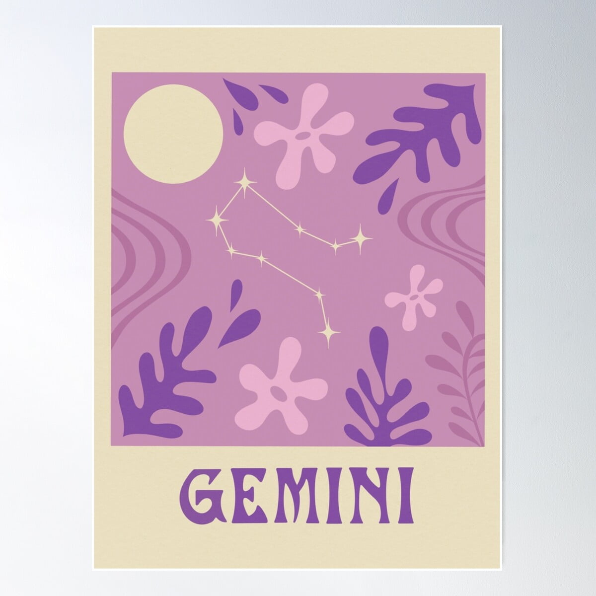 Abstract Gemini Zodiac Poster Wall Art, Modern Wall Decor For Living ...