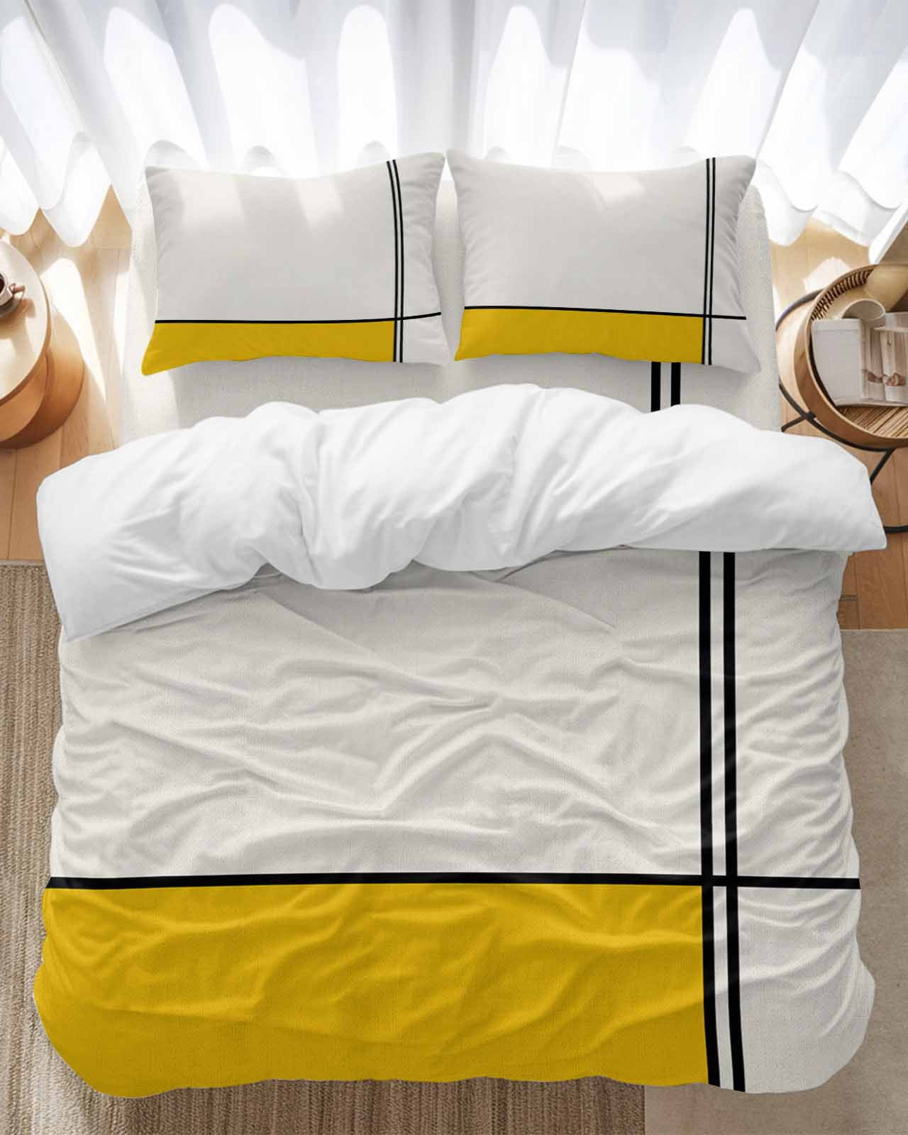 Abstract Gemoetric Bedding Duvet Cover Set King Size 4 Pieces Art ...
