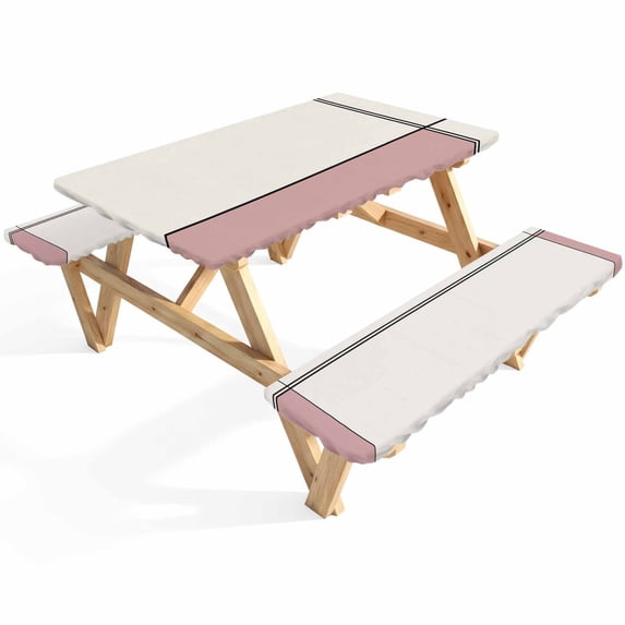 Abstract Gemoetric Picnic Table Cover with Bench Covers Art Pink Color ...