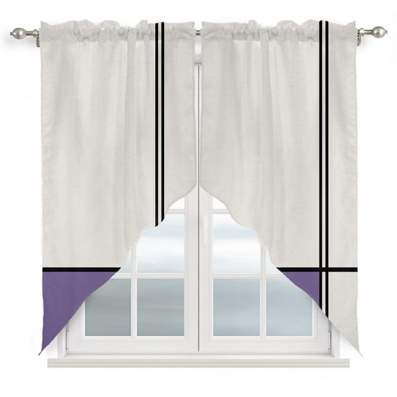 Abstract Gemoetric Swag Curtain Valance for Window 2 Panels Art Purple ...