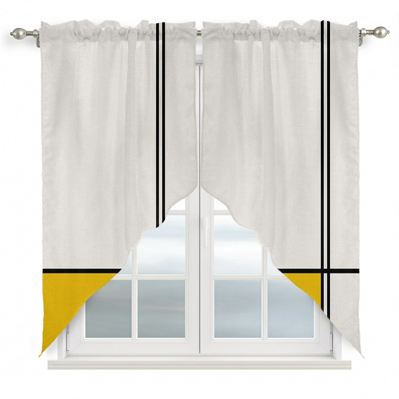 Abstract Gemoetric Swag Valances for Windows 36 inches Long, Art Yellow ...