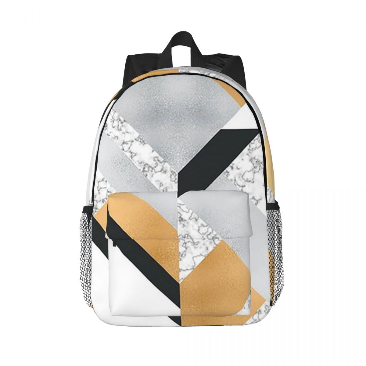 Abstract Geo (Black White Gold Silver & Marble) Backpacks Teenager ...