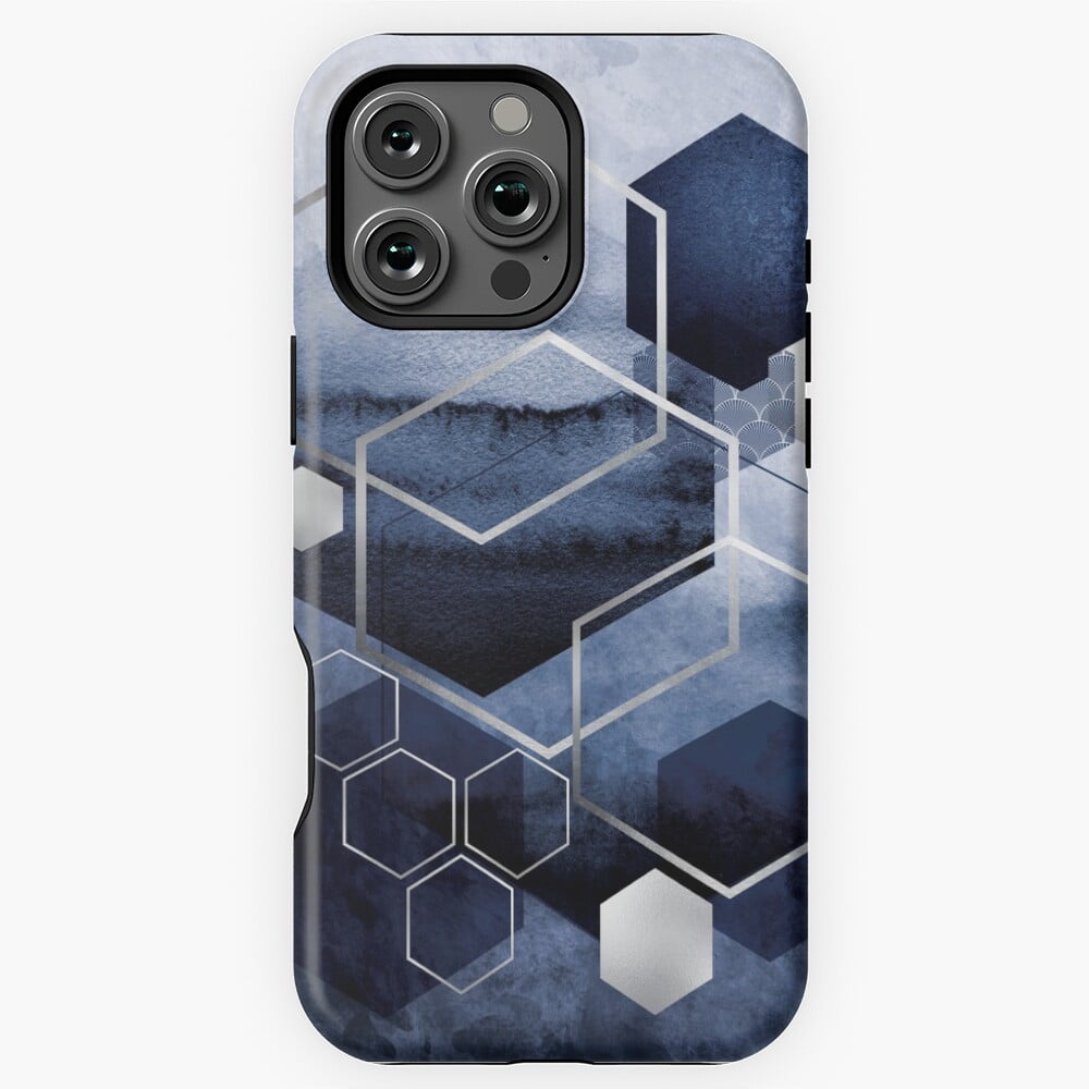 Abstract Geo In Blue Fun iPhone Case 17 11 12 13 14 15 16 Pro Max ...