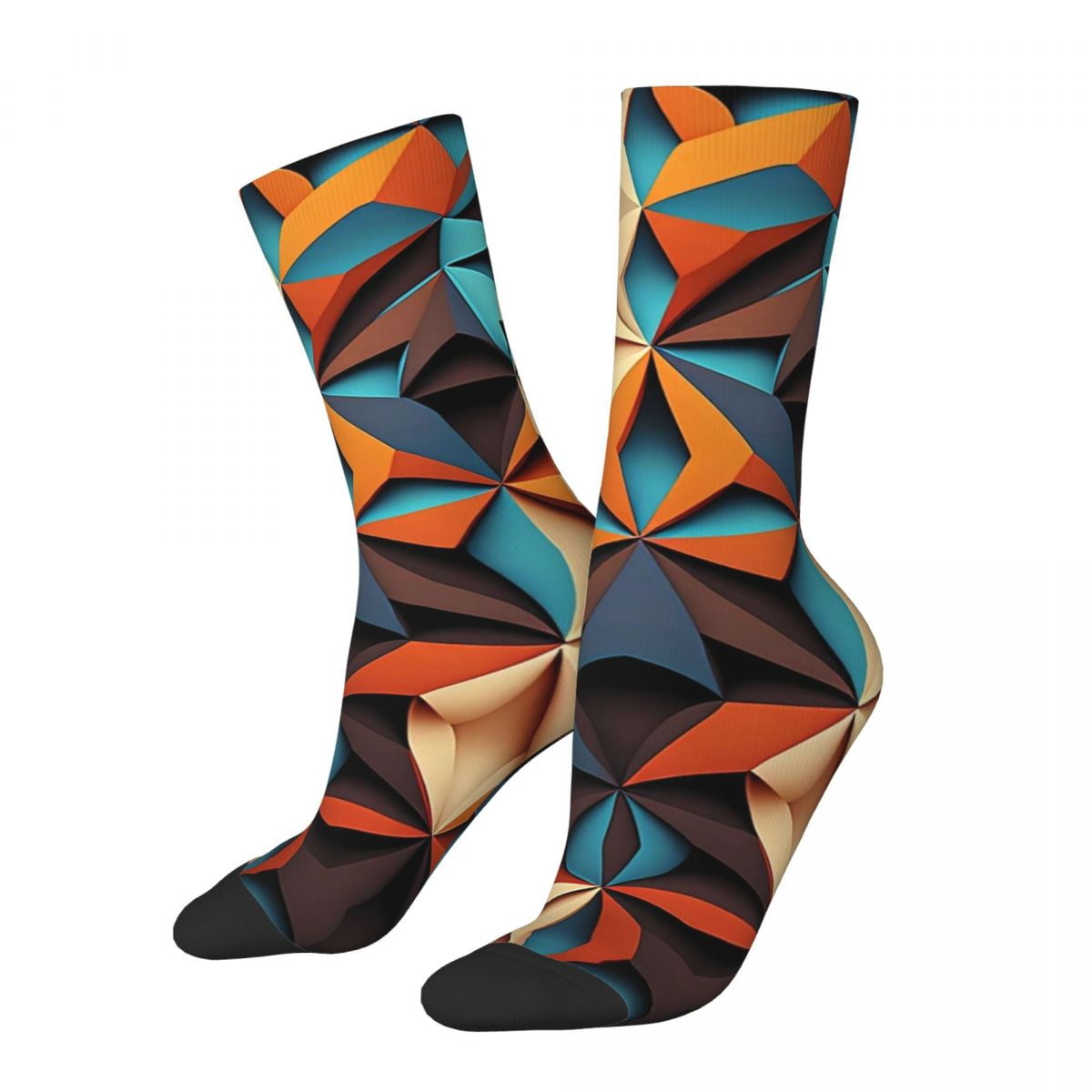 Abstract Geo Print Socks Autumn Geometric Stockings Gothic Women Soft ...