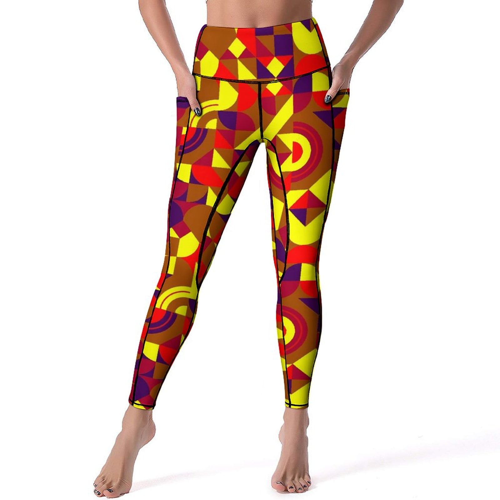 Abstract Geo Print Yoga Pants Sexy Colorful Geometric Graphic Leggings ...