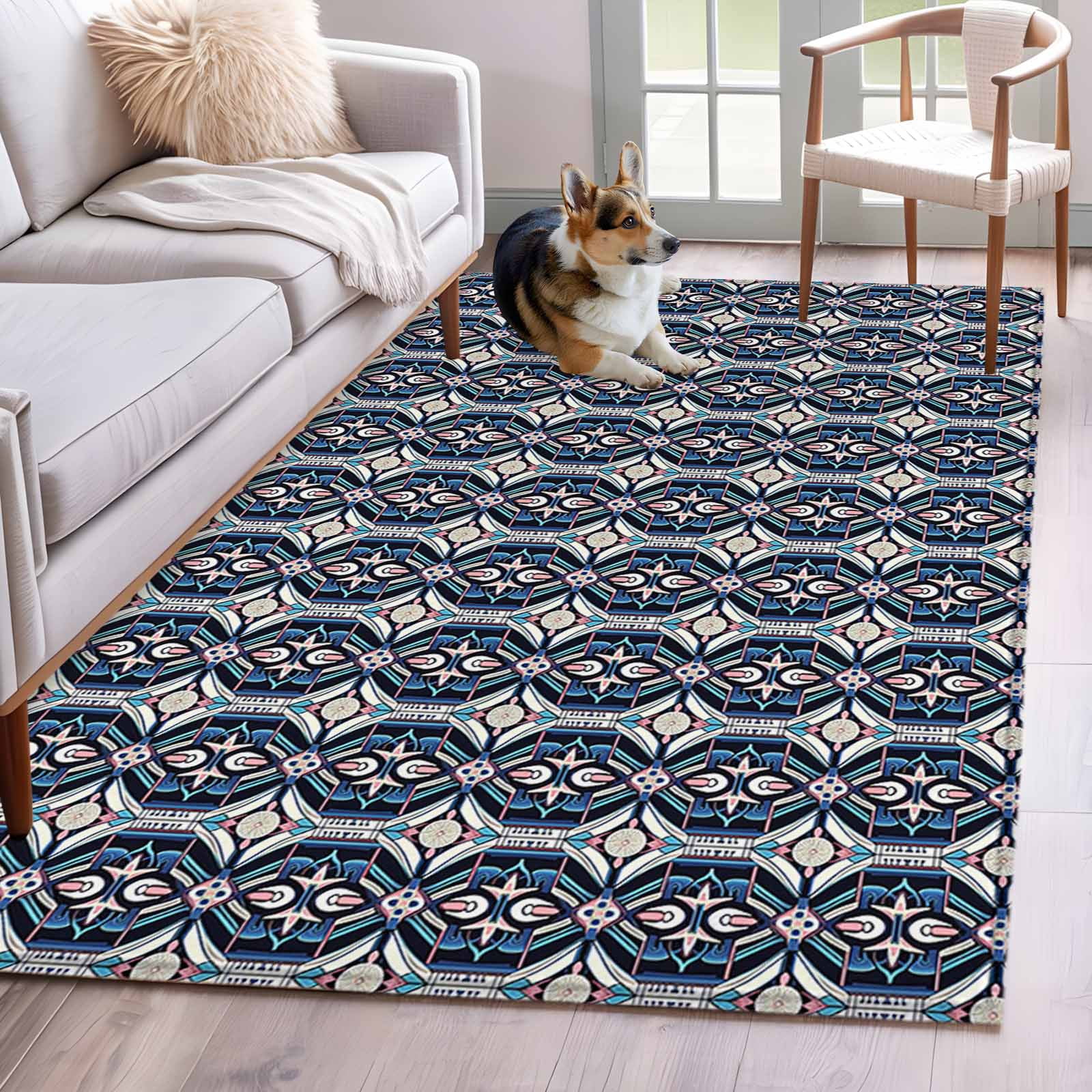 Abstract Geometric 2.7x5 Rug for Office Desk Chair Area Small Bedroom ...