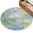 Abstract Geometric 3.3ft Non Slip Round Area Rug Yellow Blue Green Oil ...