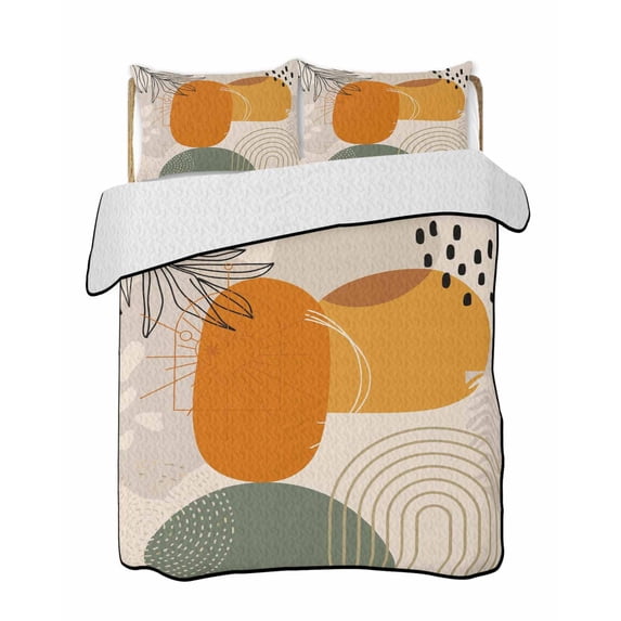Abstract Geometric 3 Piece Quilt Bedding Set with 2 Pillow Shams ...